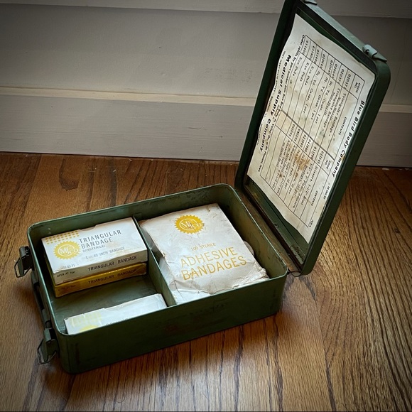 Accents | Vintage Blue Bird Body Co First Aid Kit 196s Metal Carried On ...